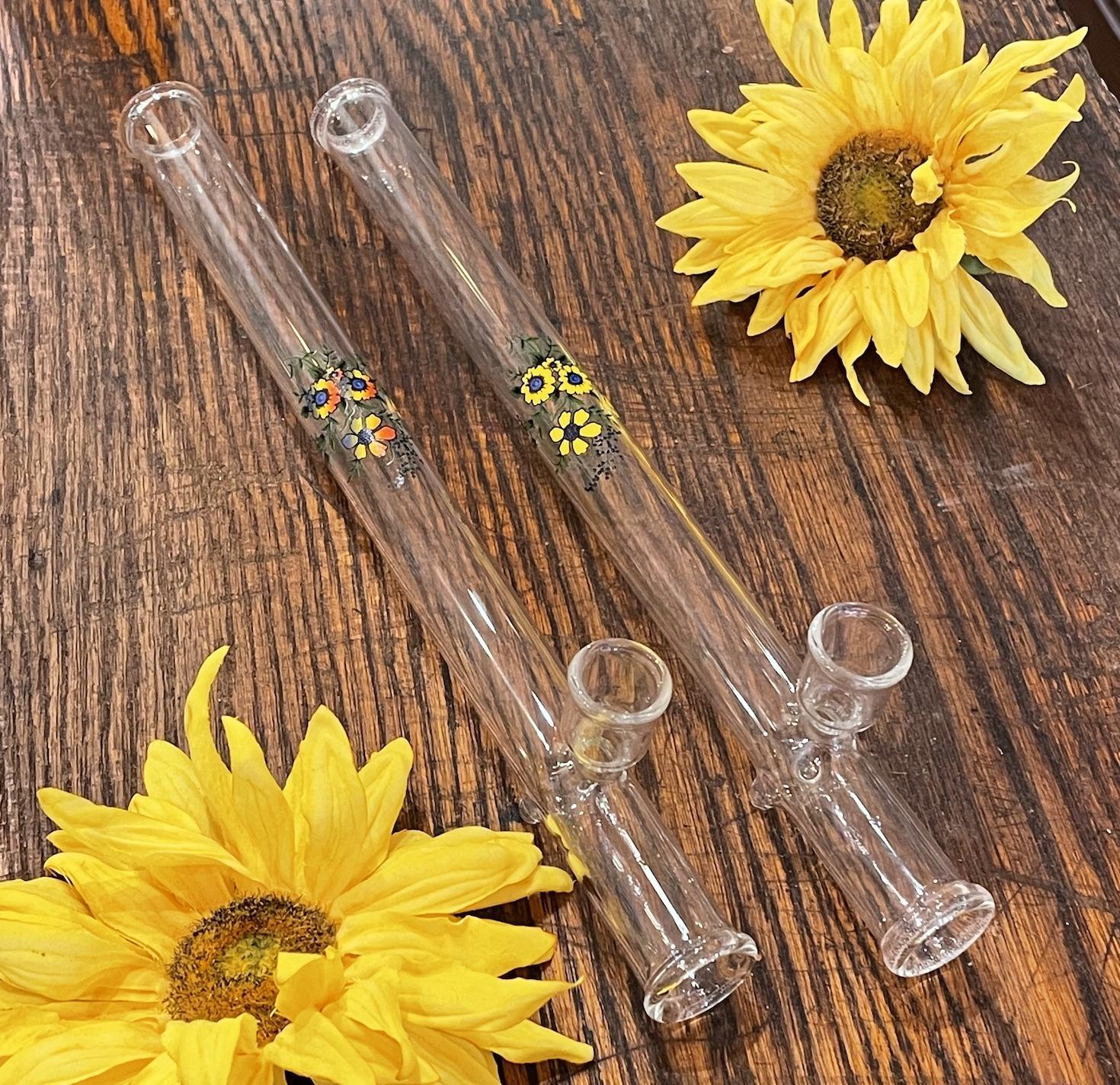 11.5" Flower Steamroller - Sunflower Pipes Brooklyn’s Best Smoke Shop