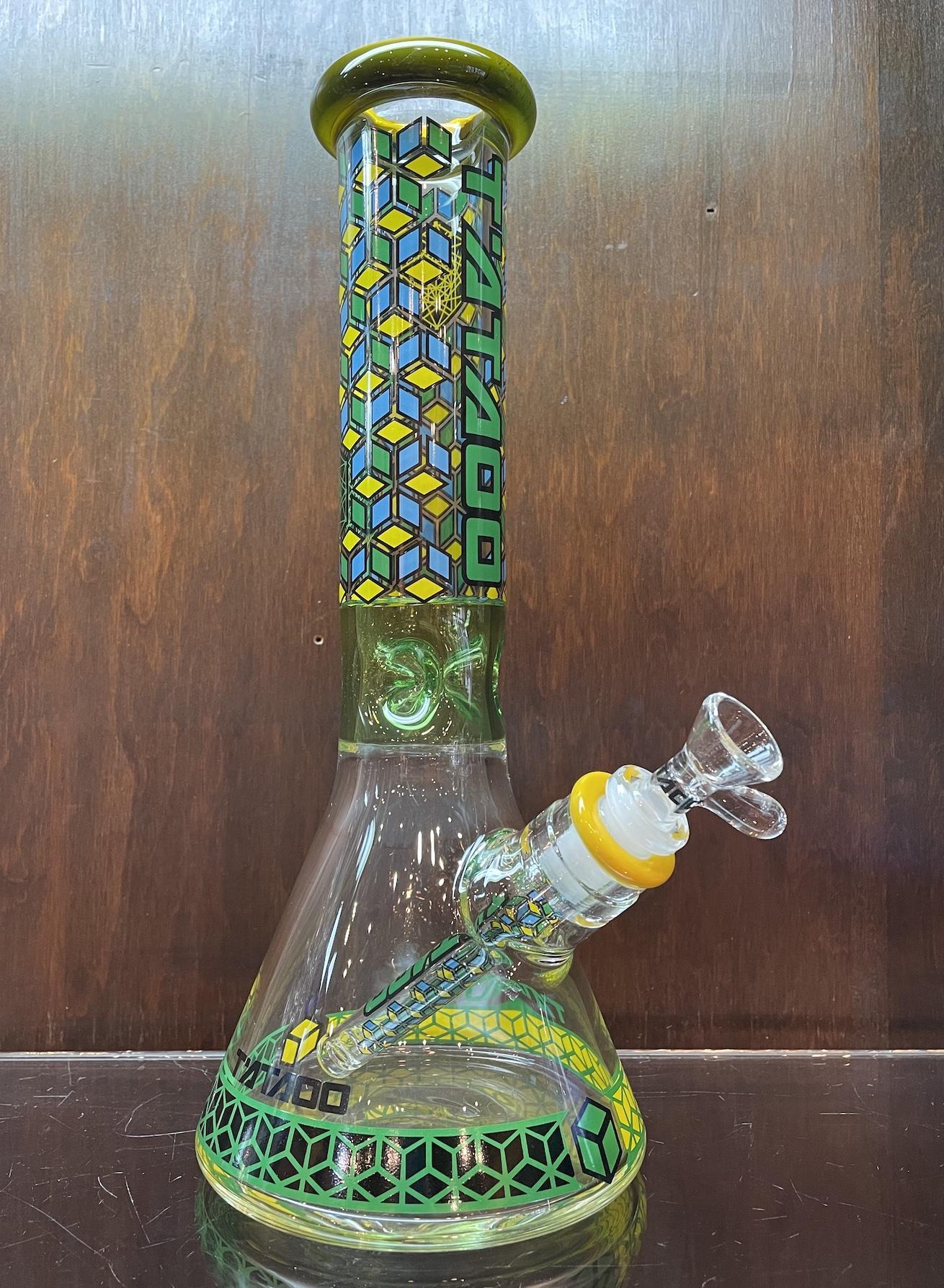 12" Tattoo Glass Graphic Green Beaker - Sunflower Pipes Brooklyn’s Best ...