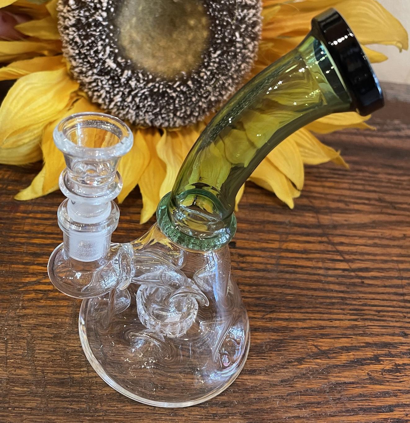 6" Curved Neck Beaker - Sunflower Pipes Brooklyn’s Best Smoke Shop