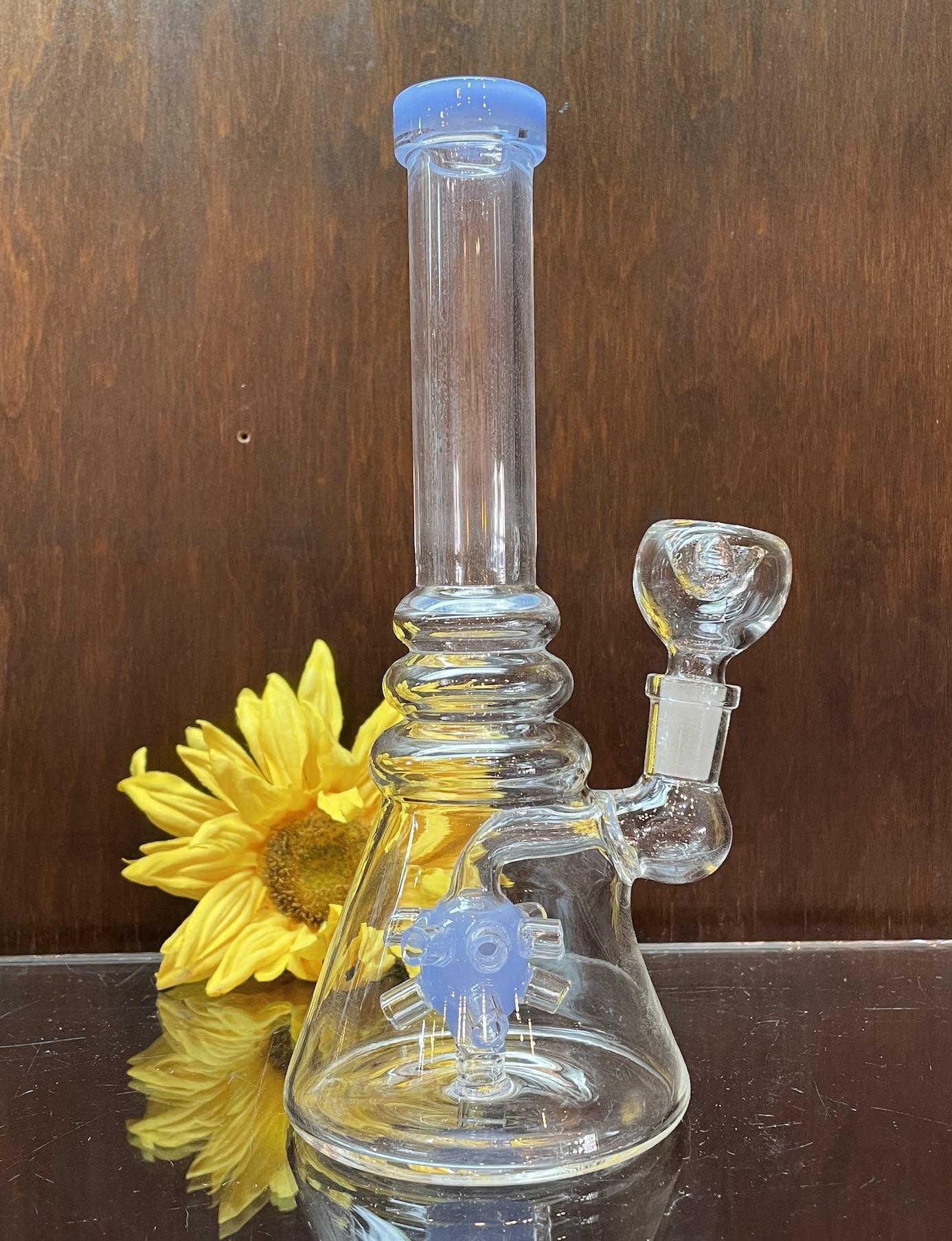 8" Color Tip Beaker w/ Perc - Sunflower Pipes Brooklyn’s Best Smoke Shop