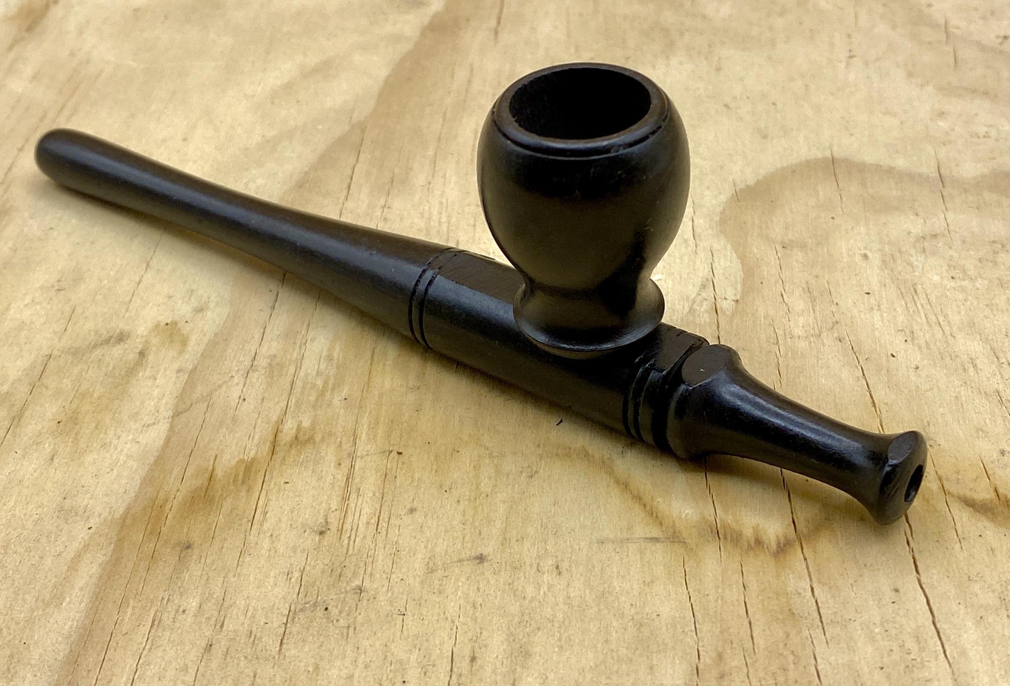 Long and Slender Black Wooden Pipe with Large Bowl - Sunflower Pipes ...