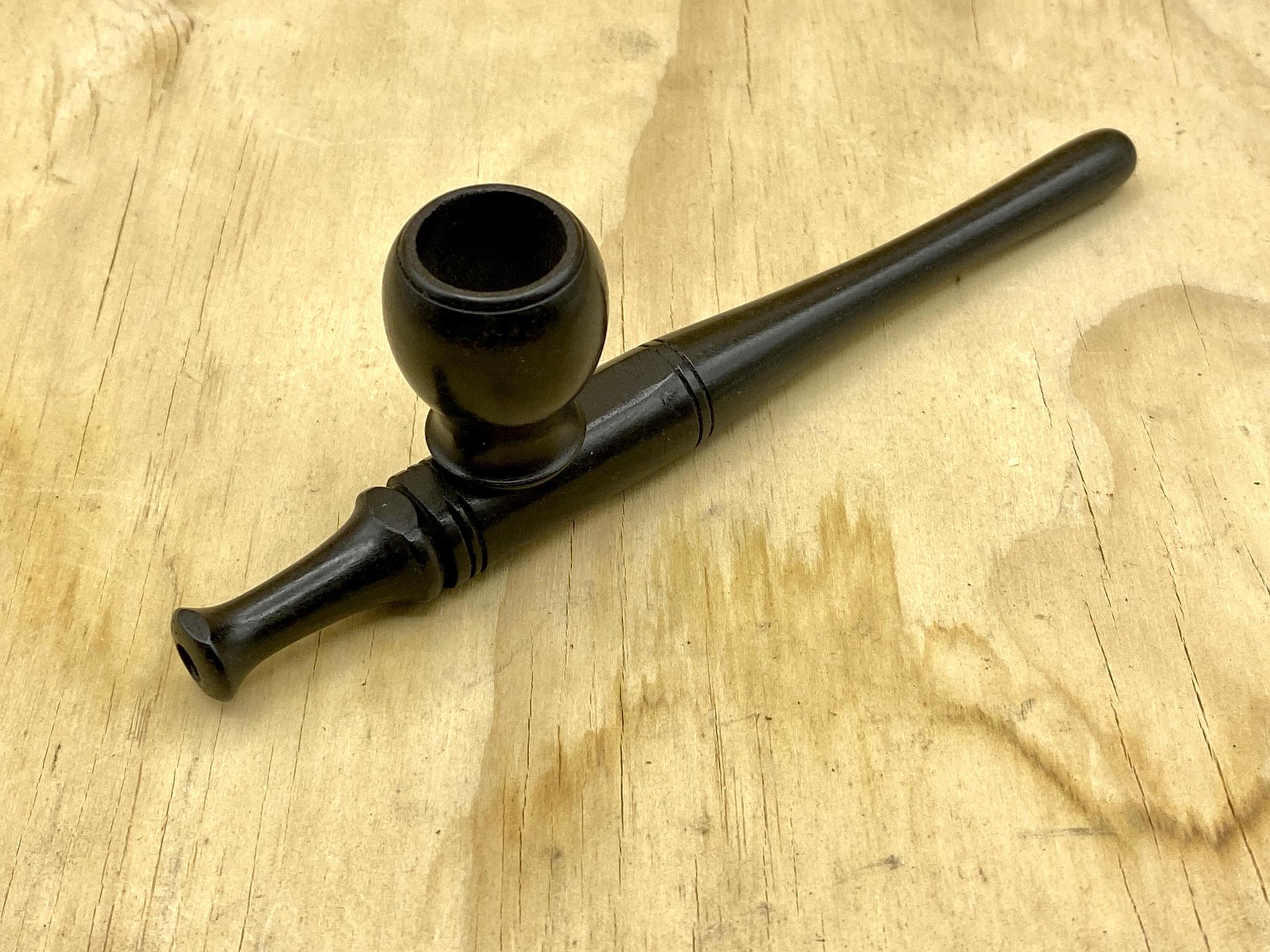 Long and Slender Black Wooden Pipe with Large Bowl - Sunflower Pipes ...