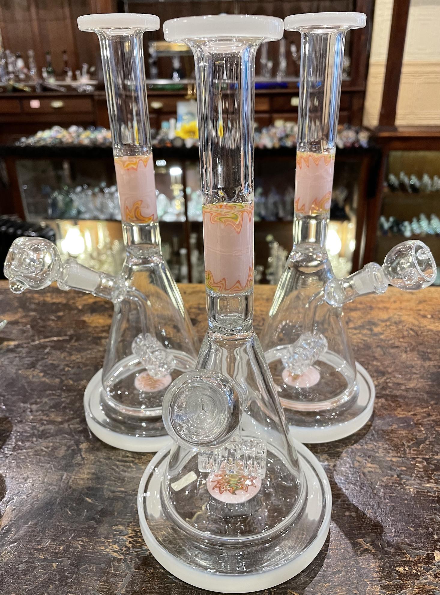 Pink Swirl Beaker Base Water Pipe - Sunflower Pipes Brooklyn’s Best ...