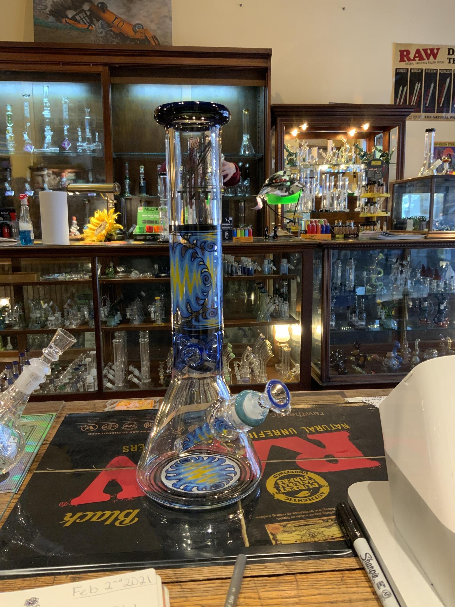 Tataoo Glass Large beaker - Sunflower Pipes Brooklyn’s Best Smoke Shop