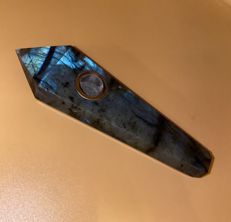 Labradorite Crystal Pipe - Sunflower Pipes Brooklyn’s Best Smoke Shop