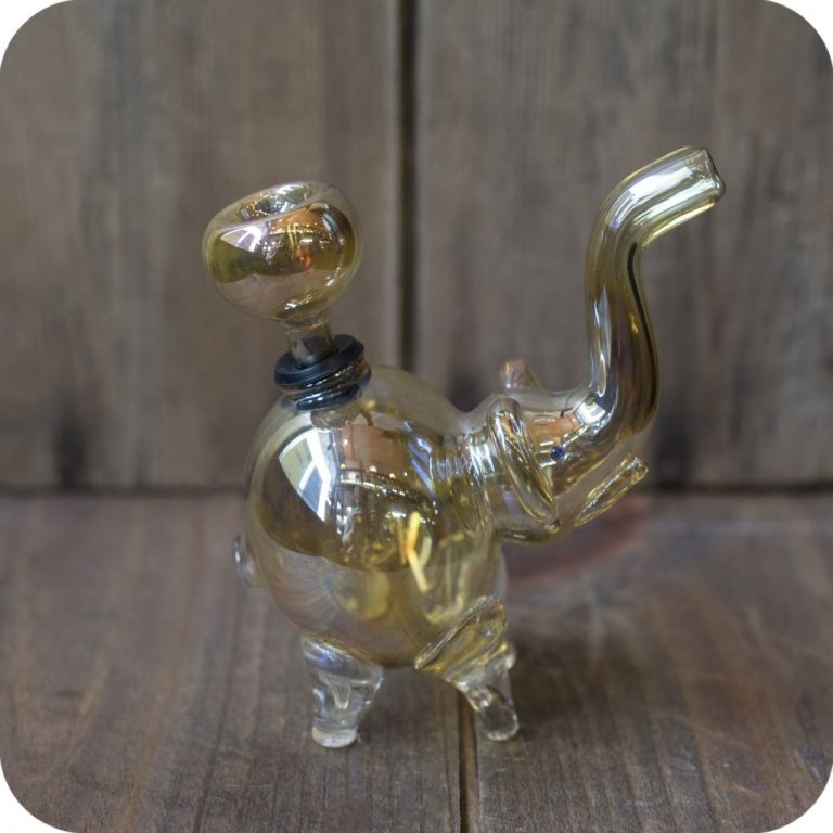 Yellow Elephant Bubbler with Removable Bowl Piece