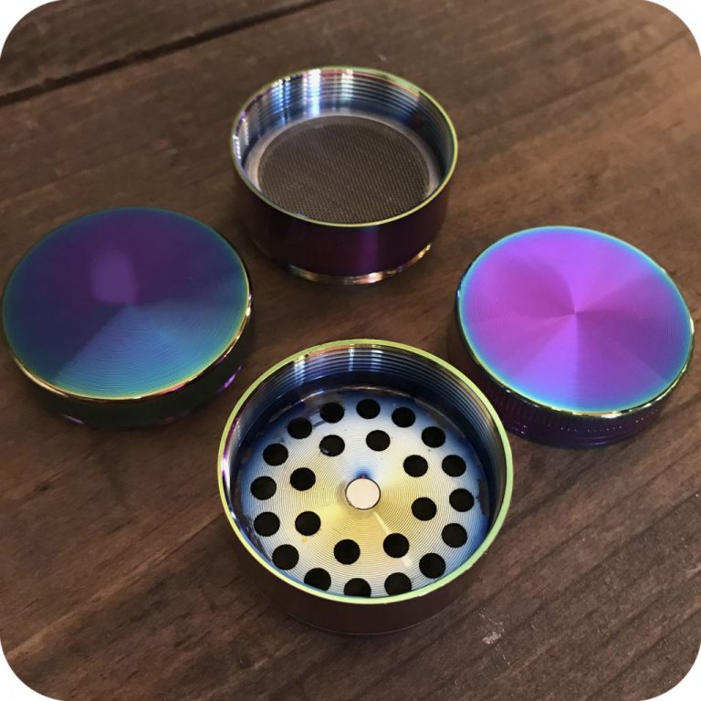 Small Rainbow Zinc Grinder - Sunflower Pipes Brooklyn’s Best Smoke Shop