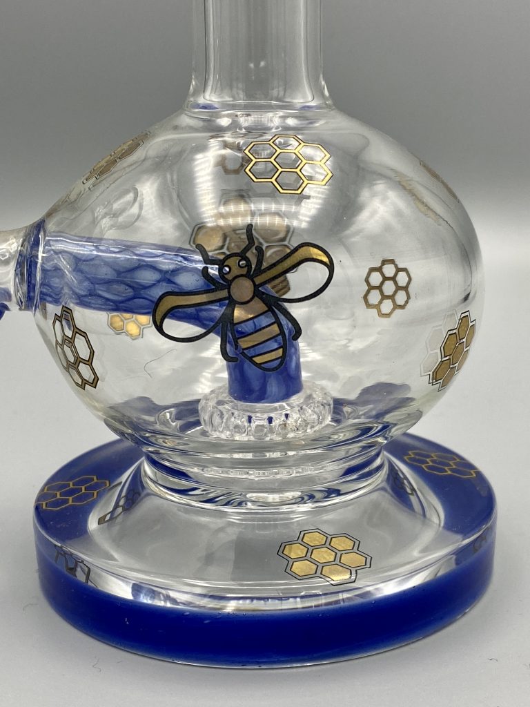 Honey Comb Blue Water Pipe - Sunflower Pipes Brooklyn’s Best Smoke Shop