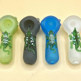 Frosted Reptile Glass Chillum - Sunflower Pipes Brooklyn’s Best Smoke Shop