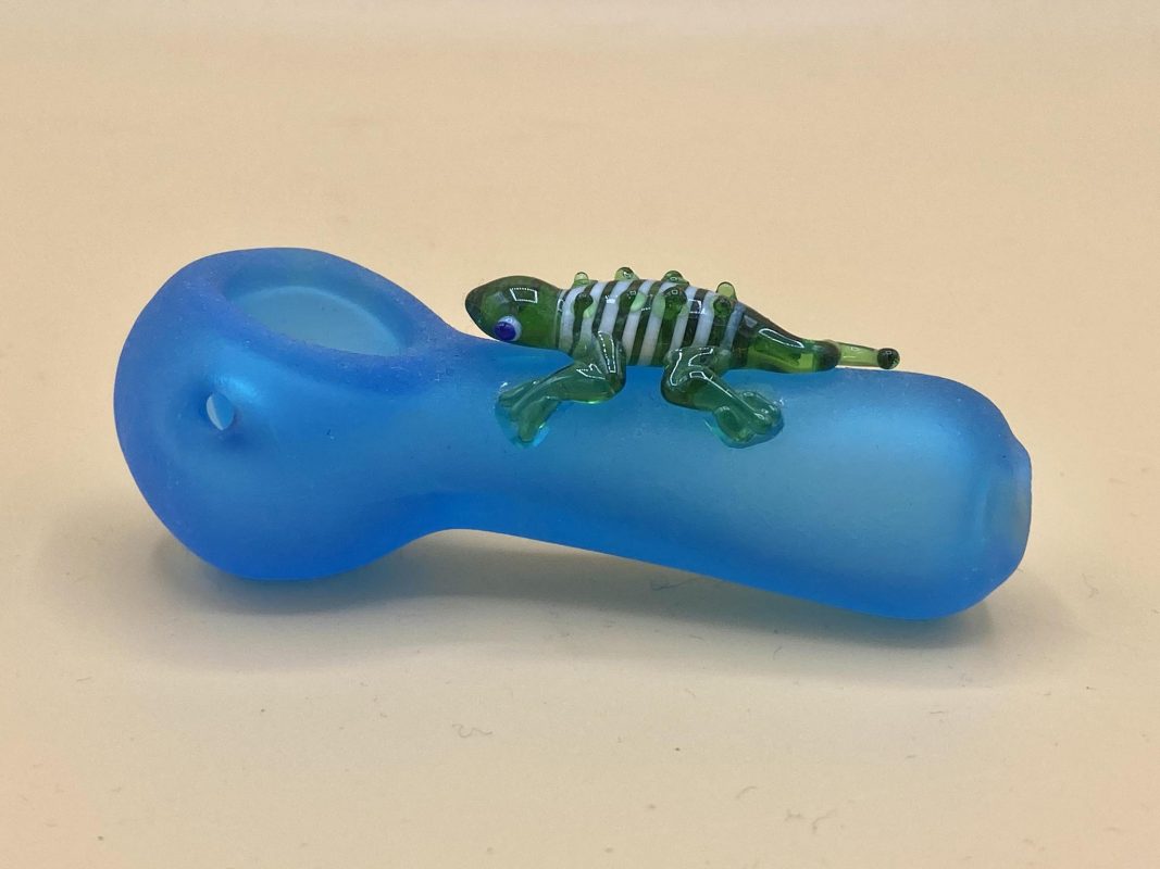 Frosted Glass Lizard Spoon - Sunflower Pipes Brooklyn’s Best Smoke Shop