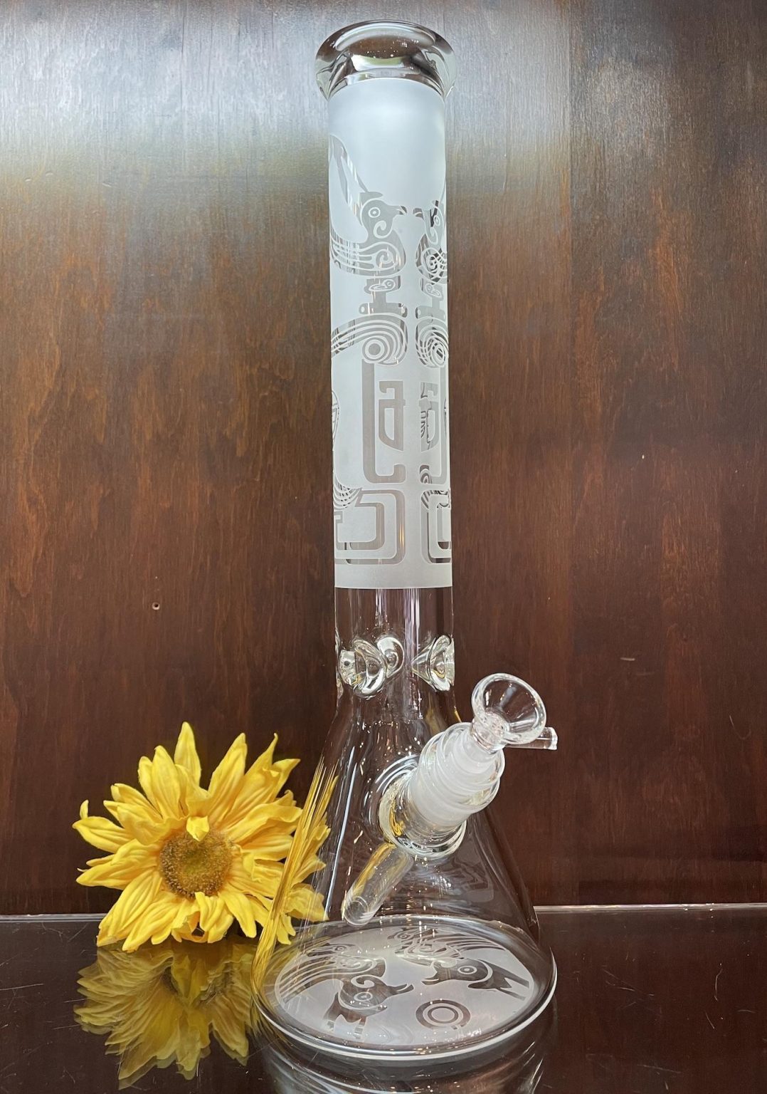 16" Sandblasted Beaker - Sunflower Pipes Brooklyn’s Best Smoke Shop