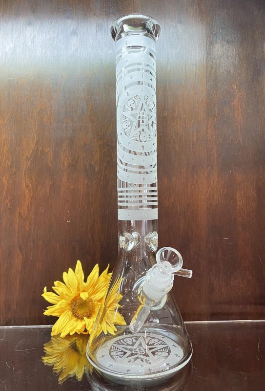 16" Sandblasted Beaker - Sunflower Pipes Brooklyn’s Best Smoke Shop